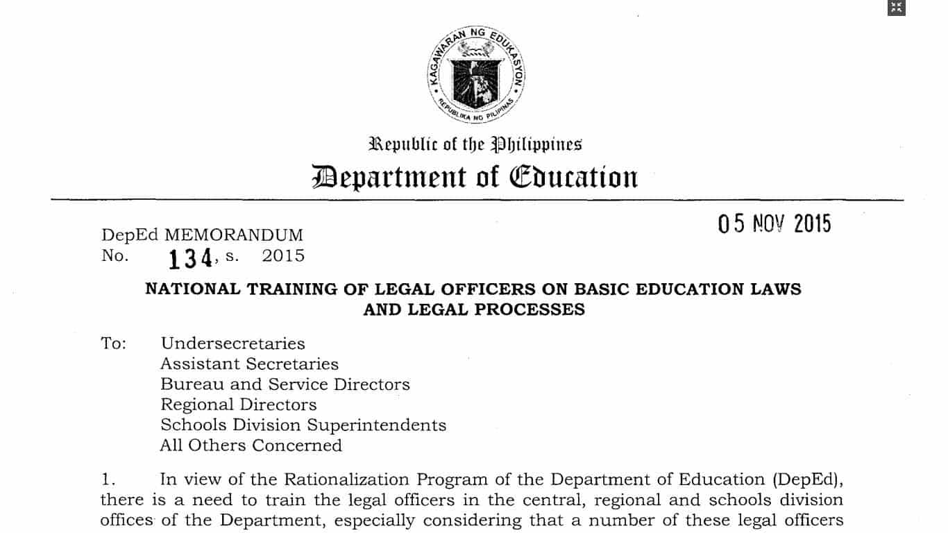 National Training of Legal Officers on Basic Education Laws and Legal ...