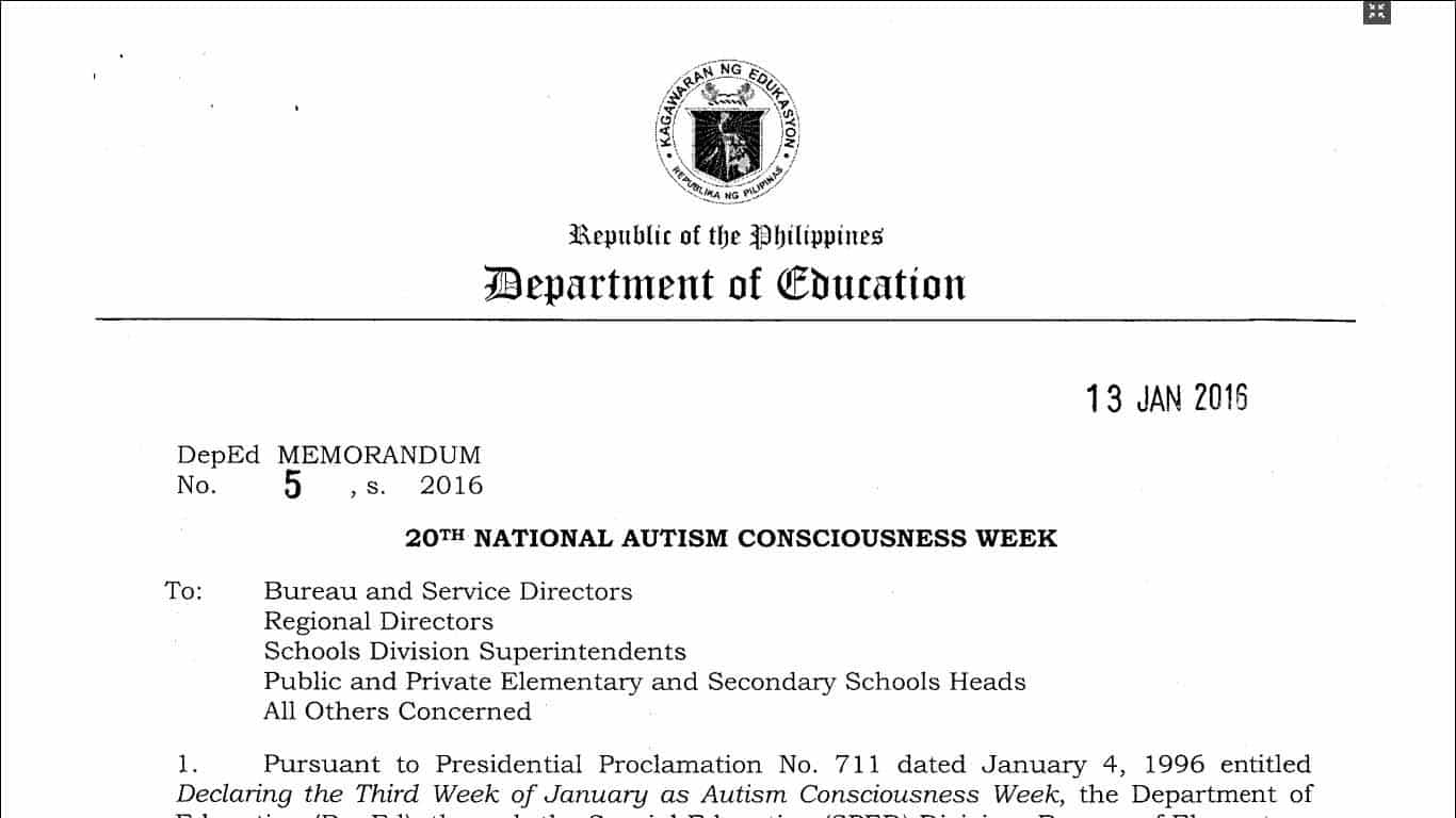 20th National Autism Consciousness Week - TeacherPH