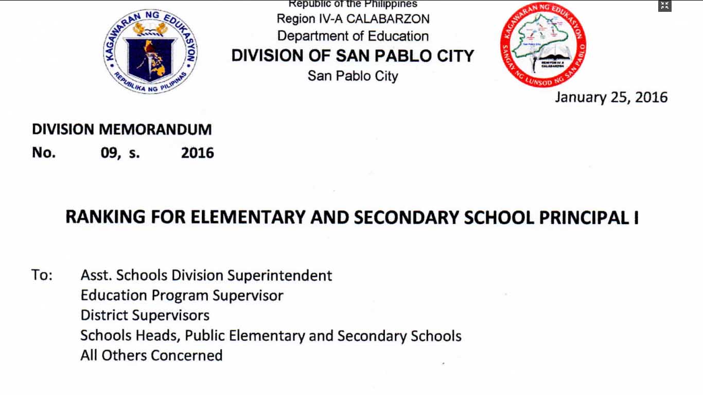DepEd San Pablo City Ranking for Elementary and Secondary School ...