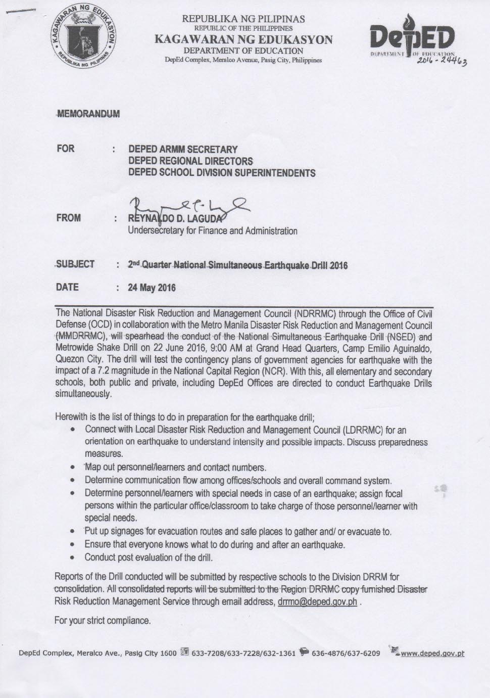 2nd Quarter National Simultaneous Earthquake Drill TeacherPH