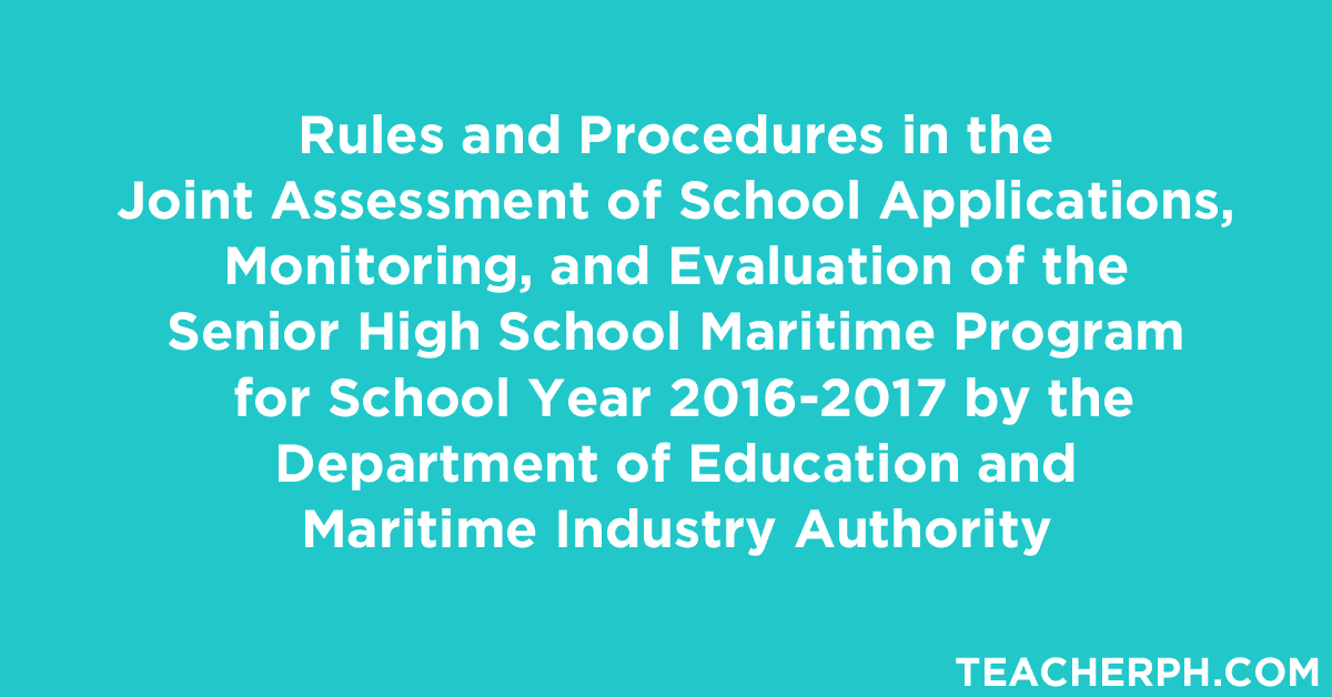 Senior High School Maritime Program for School Year 2016-2017 - TeacherPH