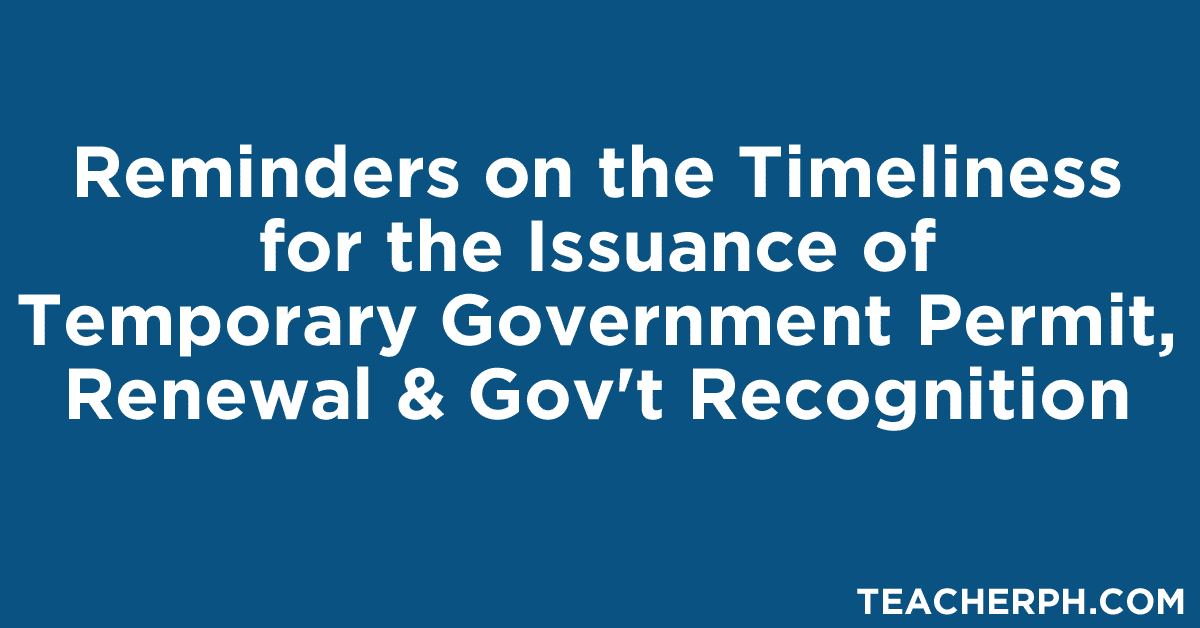 Reminders on the Timeliness for the Issuance of Temporary Government ...