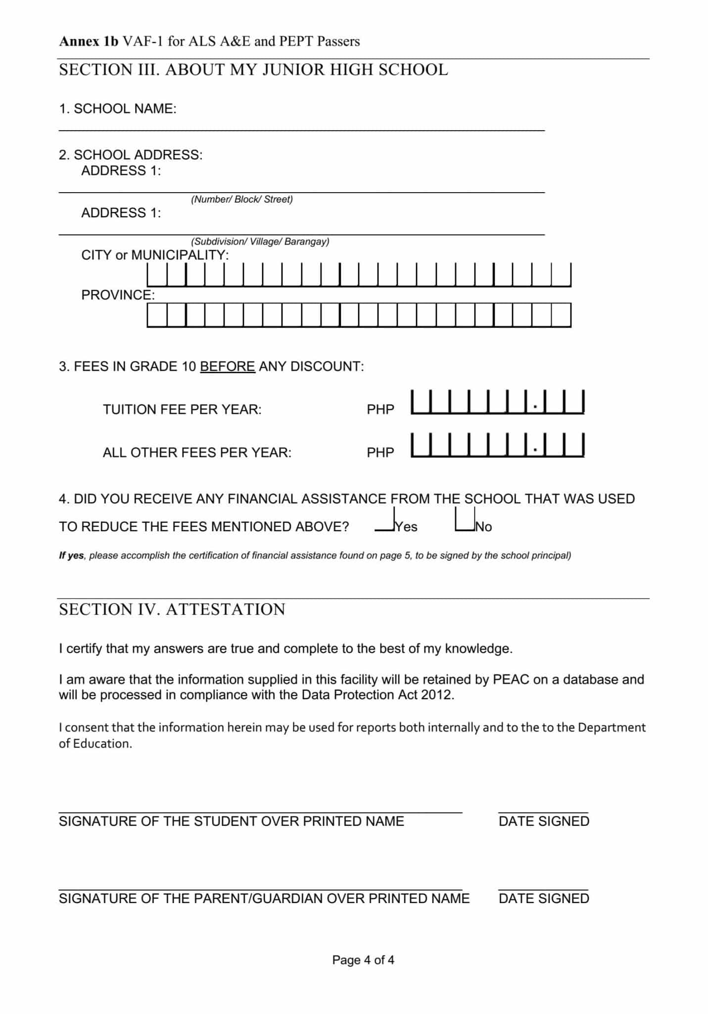 Application for the Senior High School Voucher Program SY 2018-2019 ...