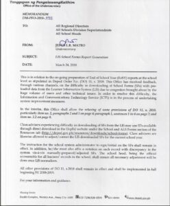 LIS School Forms Report Generation - TeacherPH