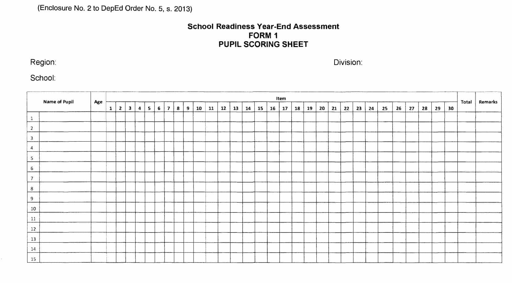 School Readiness Year-End Assessment (SReYA) - TeacherPH