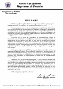 2019 Graduation Message of DepEd Secretary Leonor Magtolis Briones ...