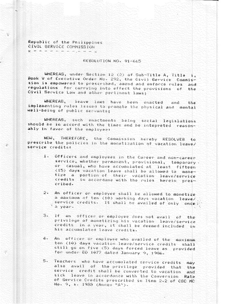 Guidelines on the Grant of Monetization of Leave Credits for CY 2019 ...