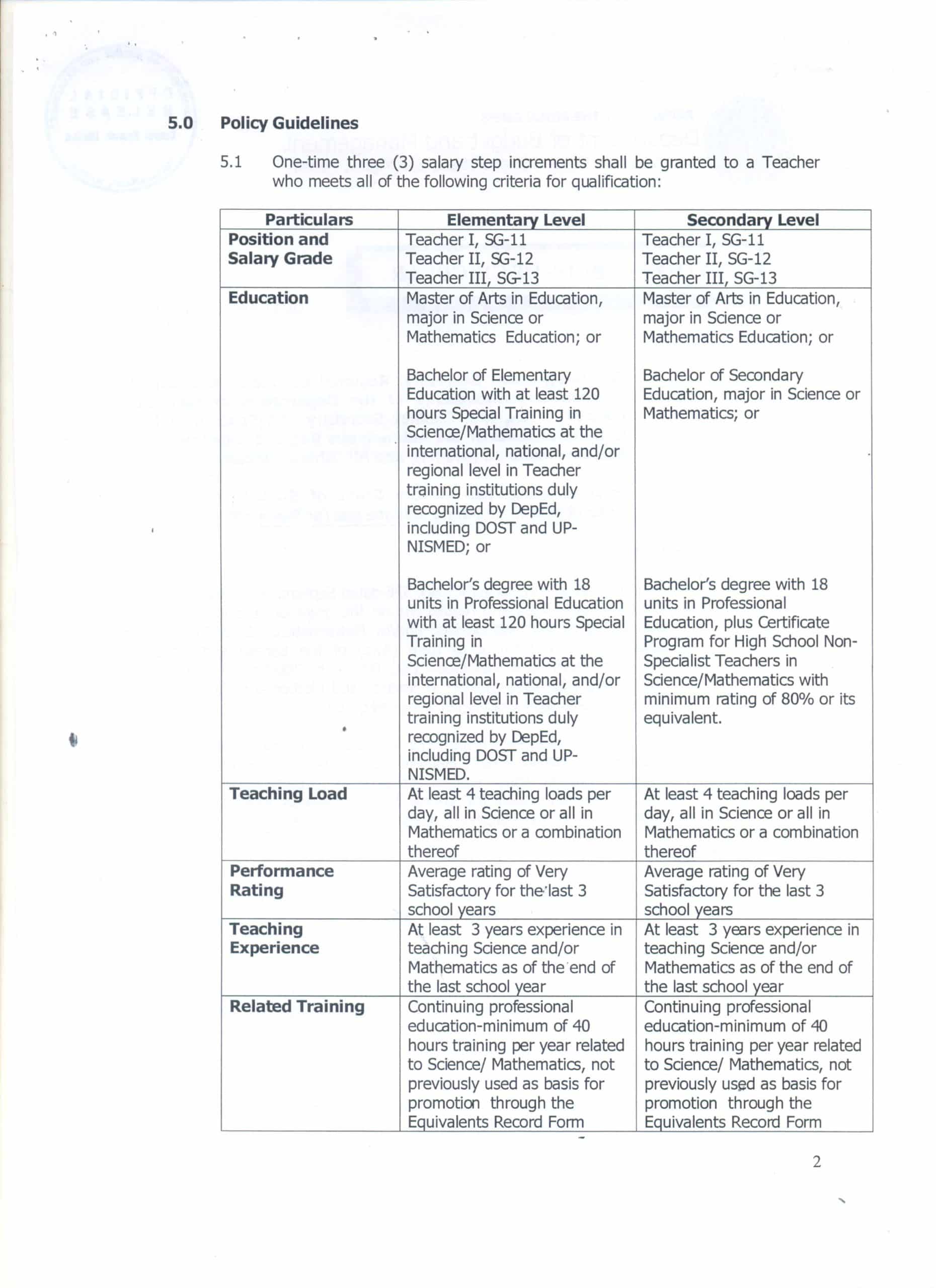 2019 DepEd Guidelines on the Grant of Step Increment - TeacherPH