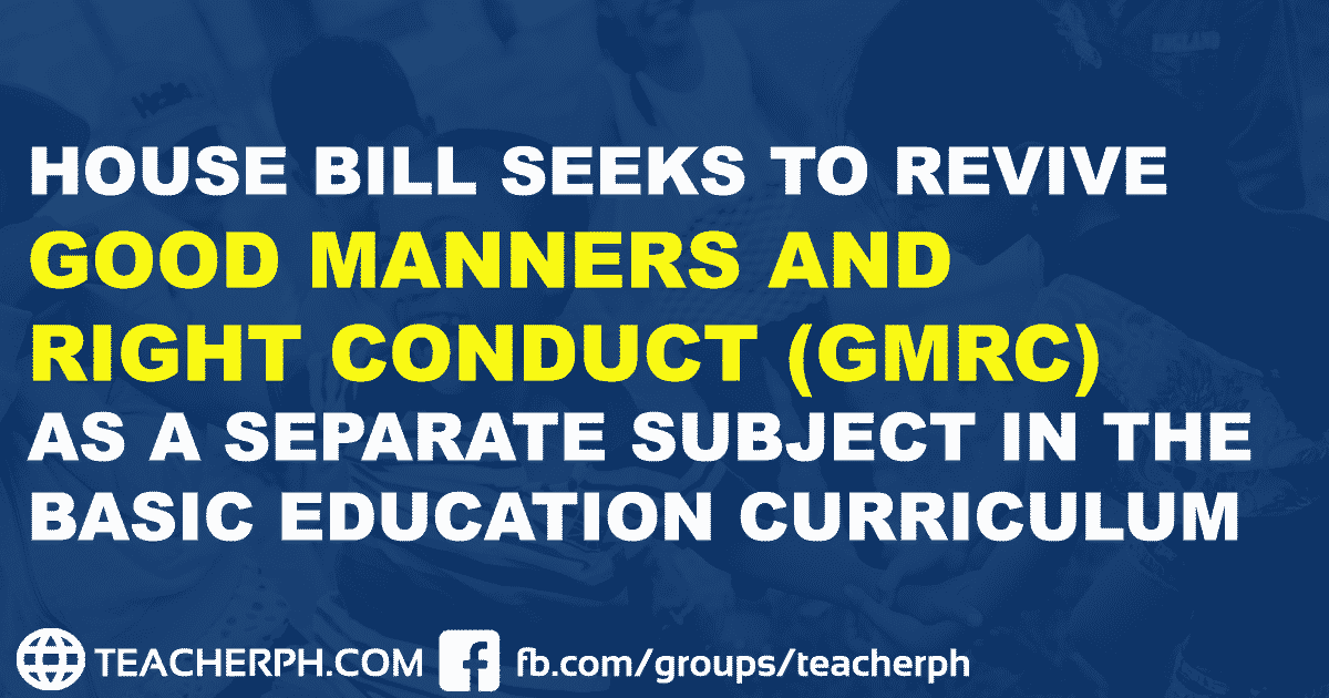 House Bill Seeks to Revive Good Manners and Right Conduct (GMRC) as a ...