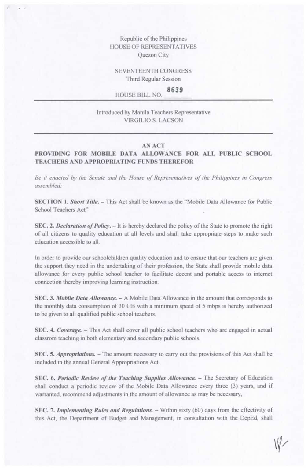 House Bill Seeks to Provide 30 GB Mobile Data Allowance for Teachers ...