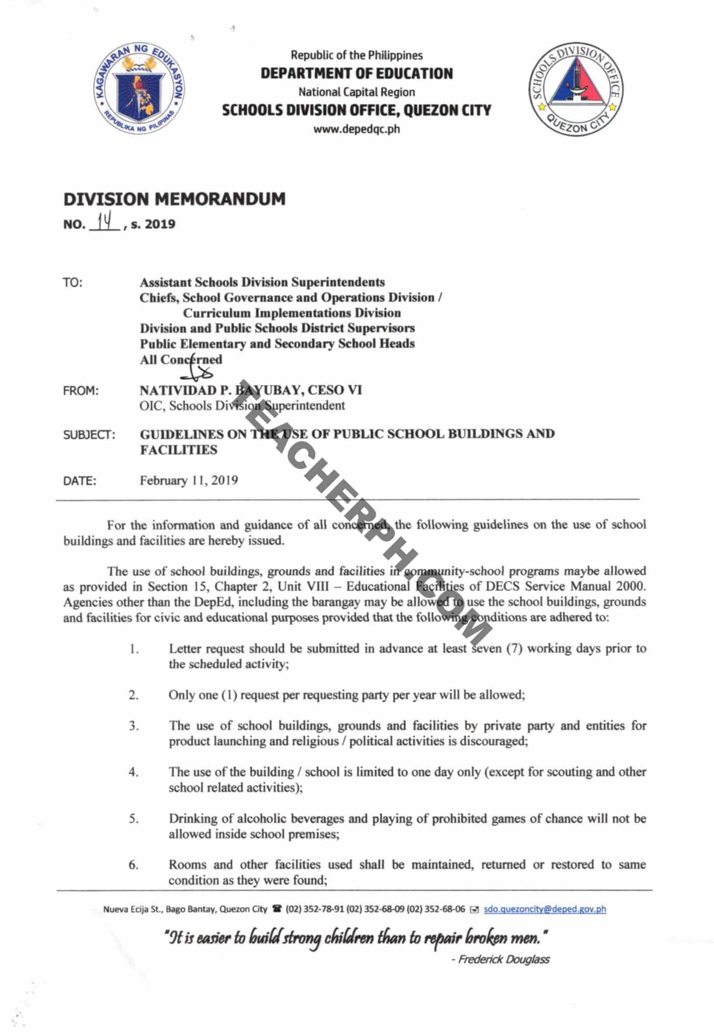 DepEd Guidelines on the Use of Public School Buildings and Facilities ...