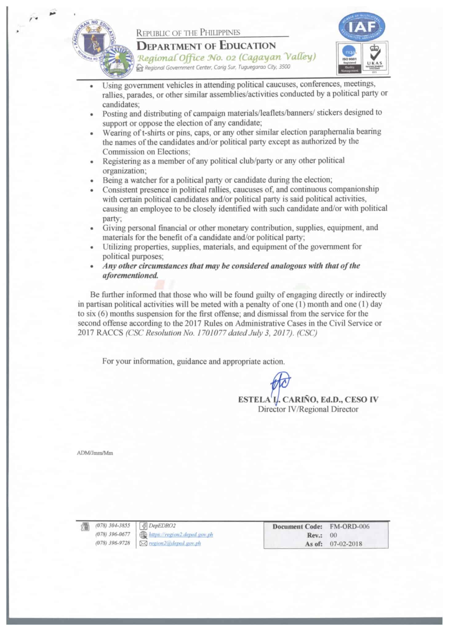 Non-Engagement in Partisan Political Activities - TeacherPH