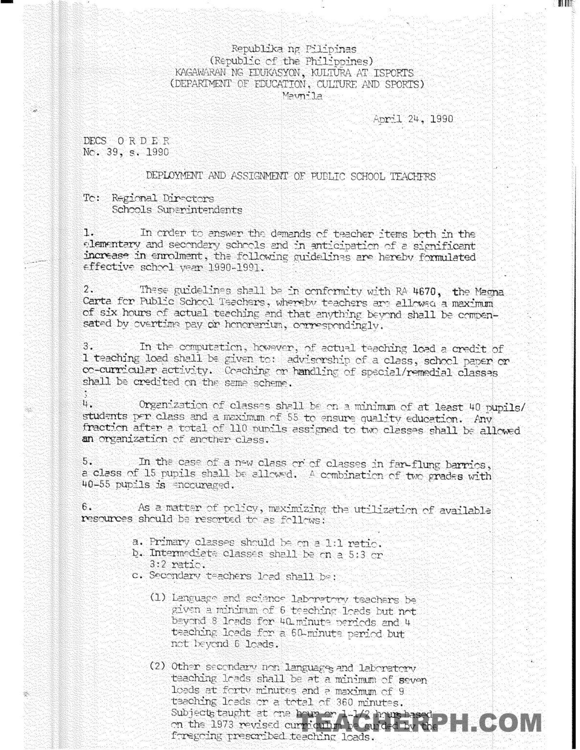 Teaching Loads of Master Teachers and Head Teachers - TeacherPH