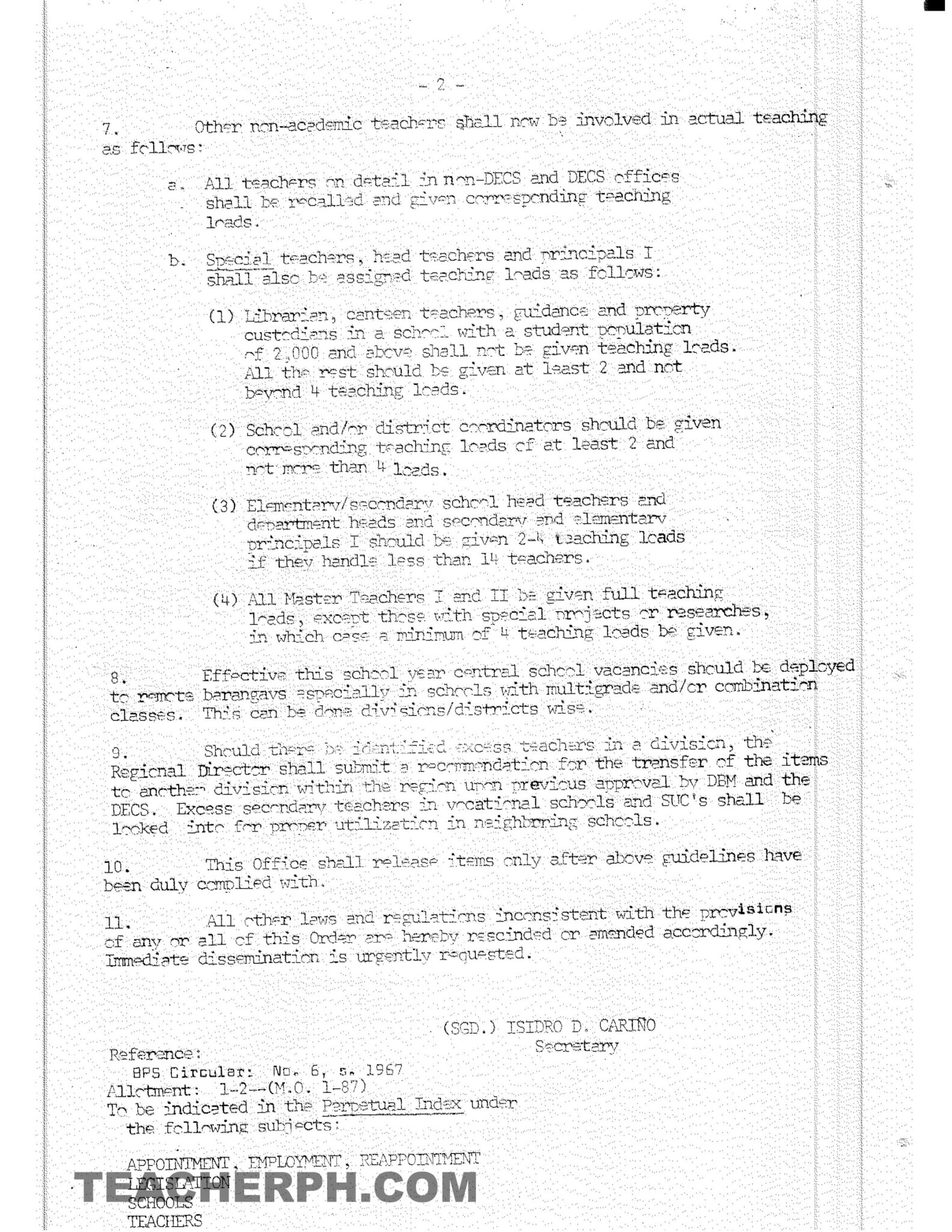 Teaching Loads of Master Teachers and Head Teachers - TeacherPH