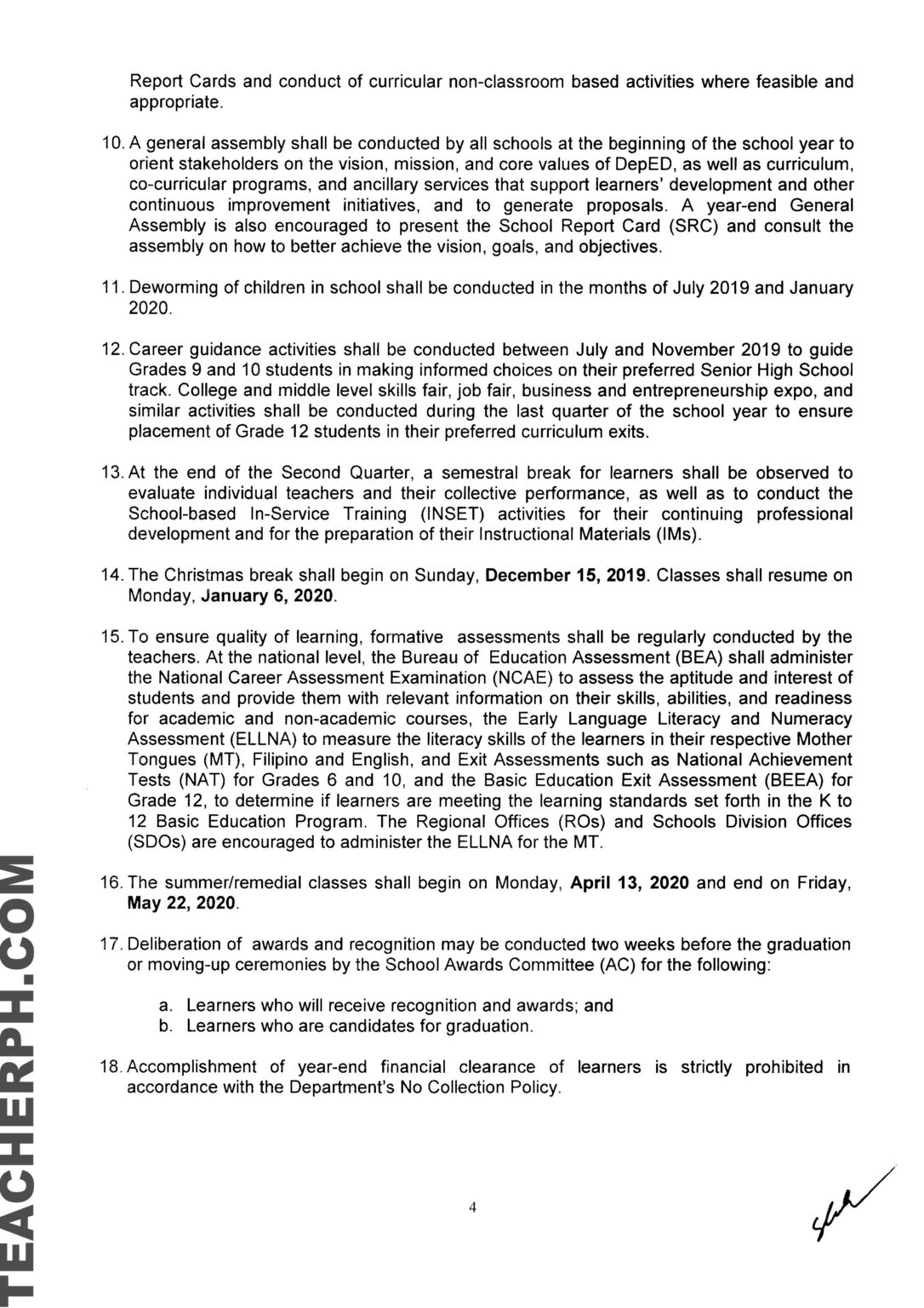 DepEd School Calendar for School Year 2019–2020 - TeacherPH