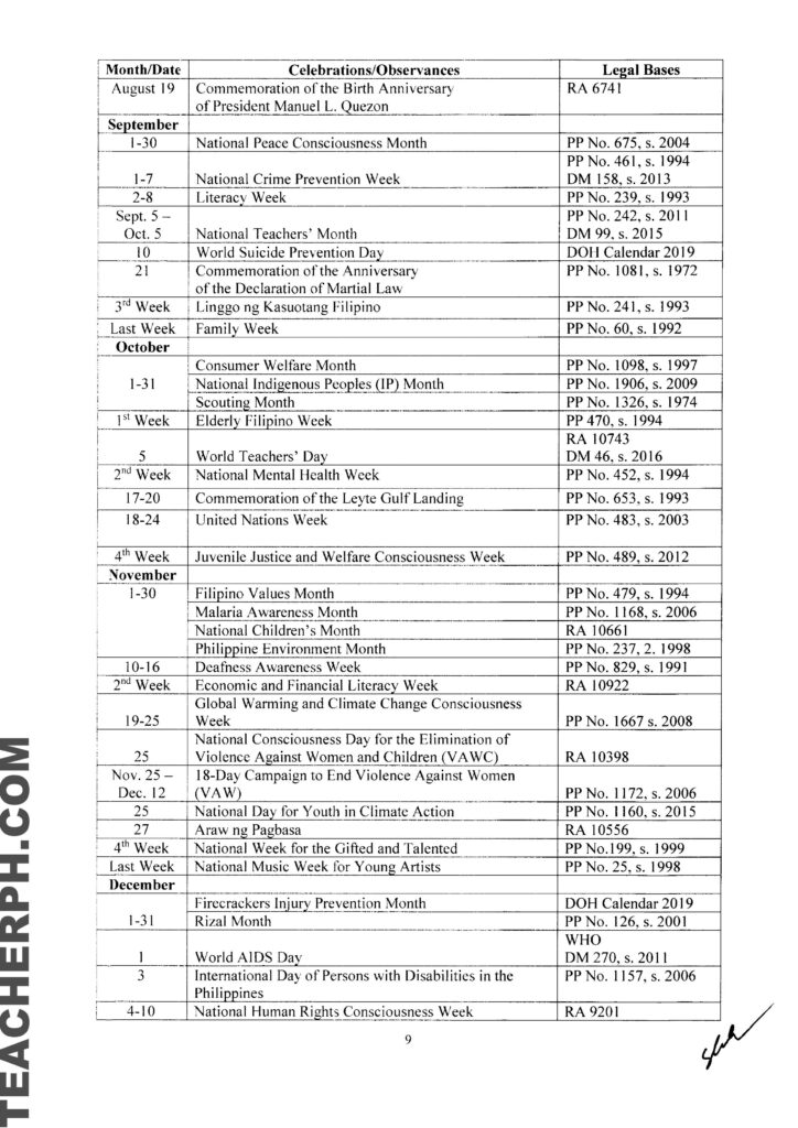  2020 And 2021 School Calendar Philippines 