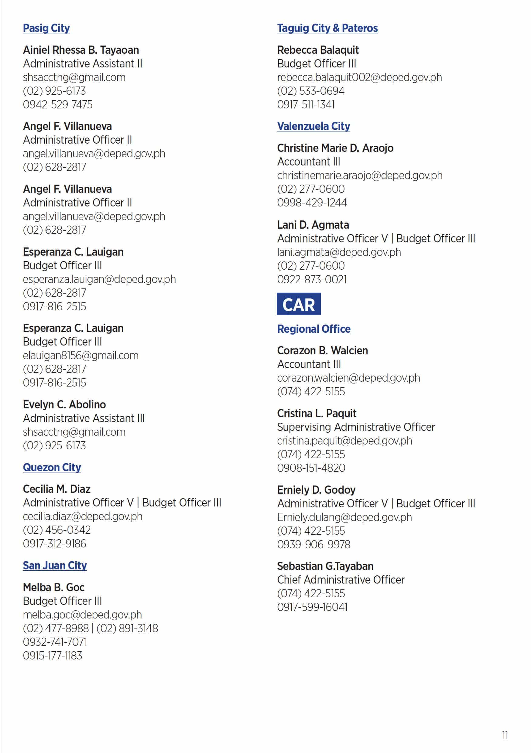 2019 Deped Finance Directory - TeacherPH