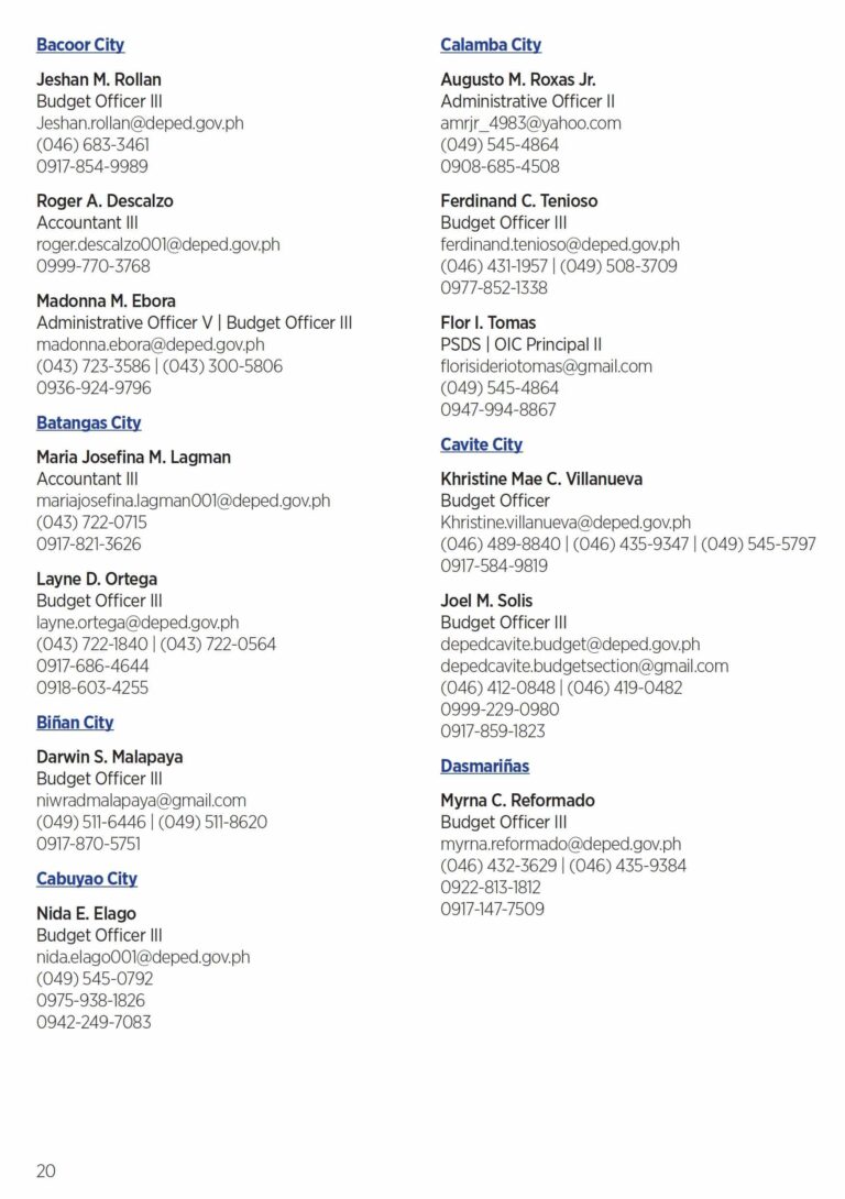 2019 Deped Finance Directory - TeacherPH