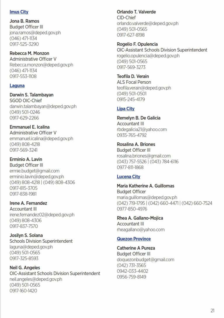 2019 Deped Finance Directory - TeacherPH