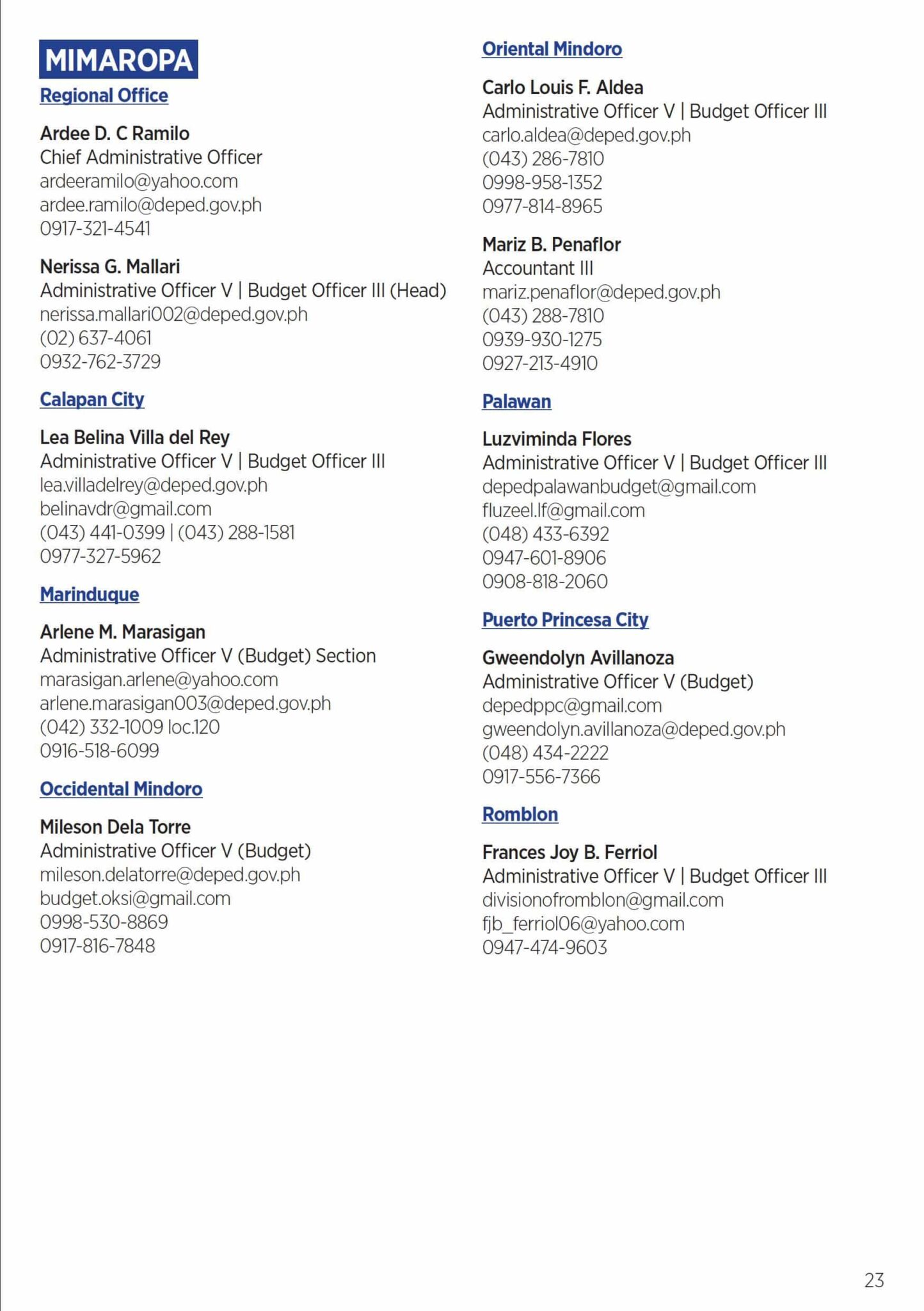 2019 Deped Finance Directory - TeacherPH