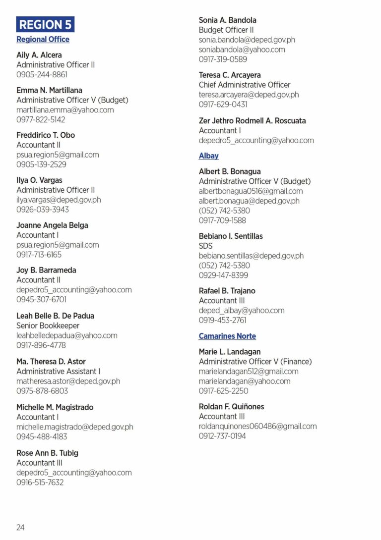 2019 Deped Finance Directory - TeacherPH