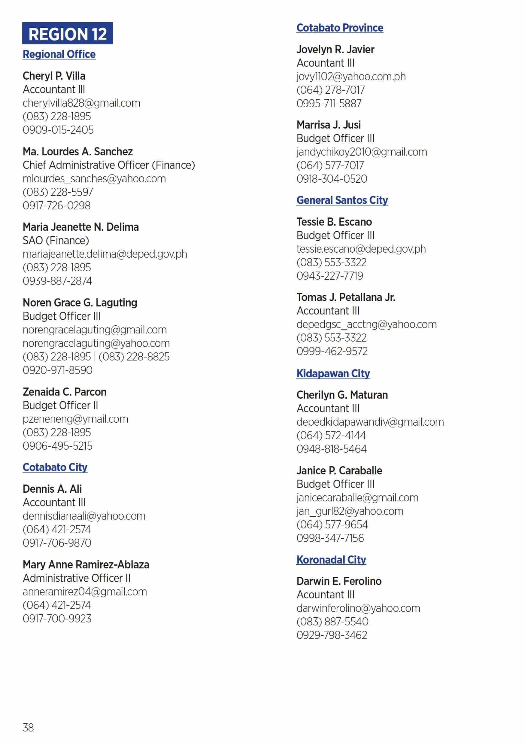 2019 Deped Finance Directory - TeacherPH