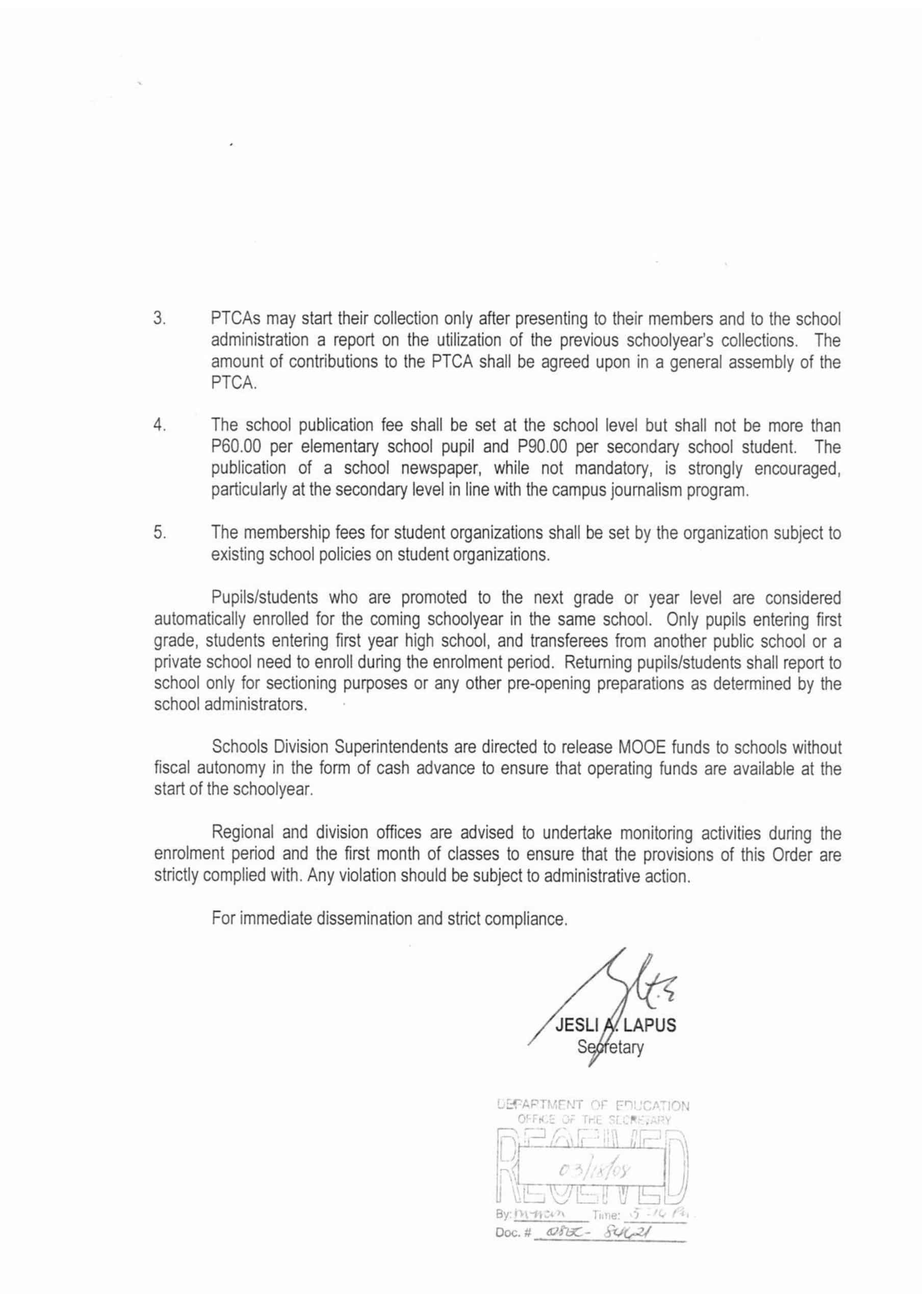 DepEd Order on No Collection Policy in All Public Schools - TeacherPH