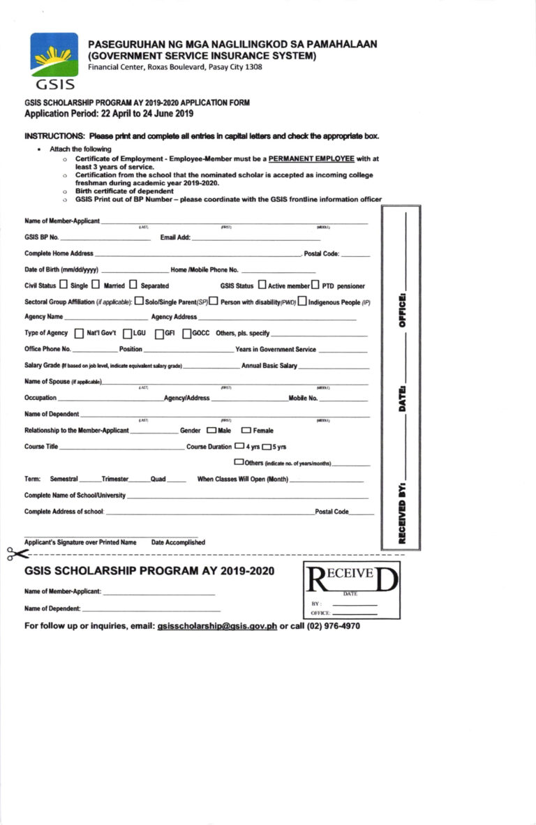 GSIS Scholarship Program for AY 2019-2020 - TeacherPH