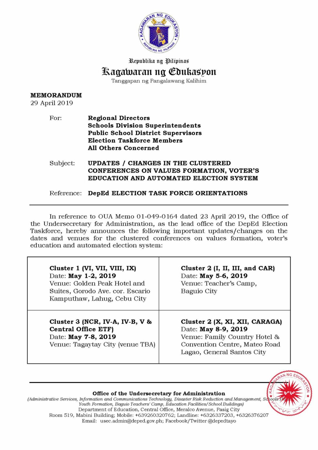 2019 Deped Election Task Force - TeacherPH