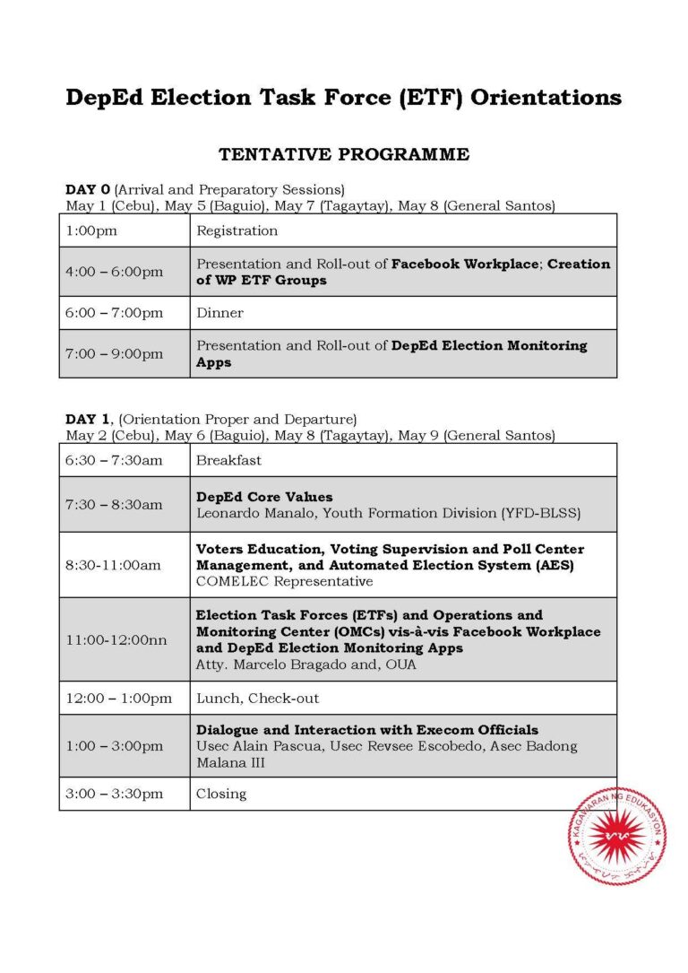 2019 Deped Election Task Force - TeacherPH