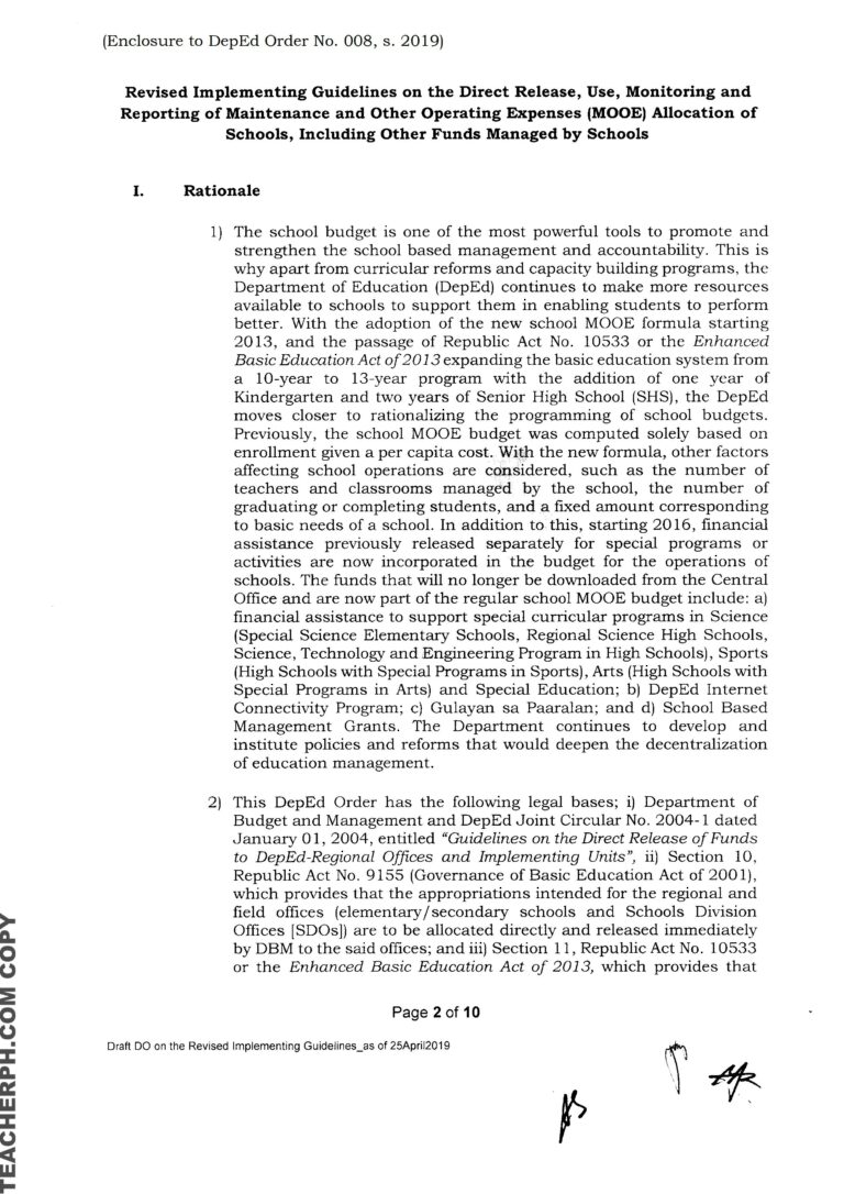 Deped Releases Revised Guidelines on Schools MOOE - TeacherPH