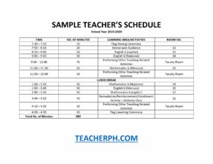 DepEd Sample Class Program and Teacher’s Schedule - TeacherPH