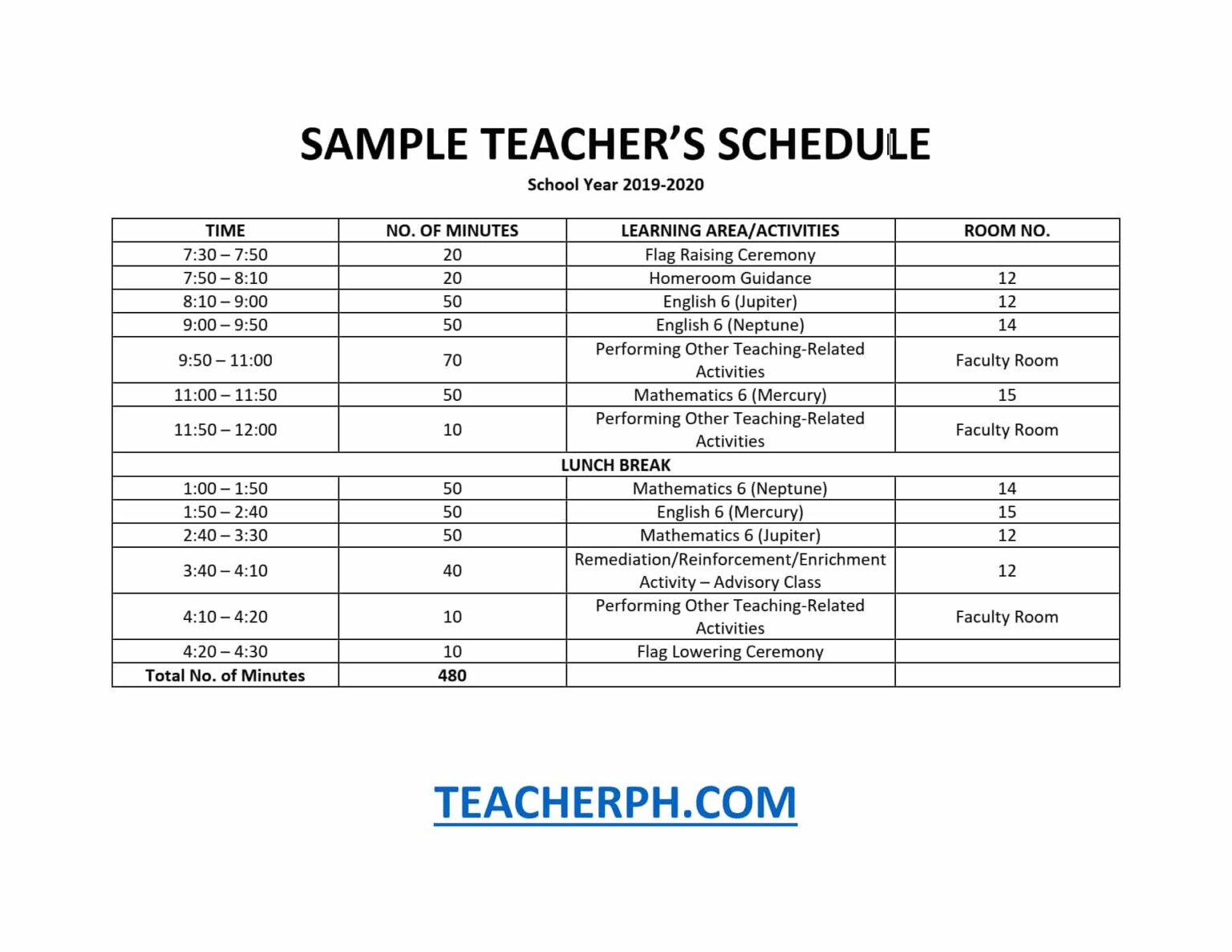 DepEd Sample Class Program And Teacher s Schedule TeacherPH