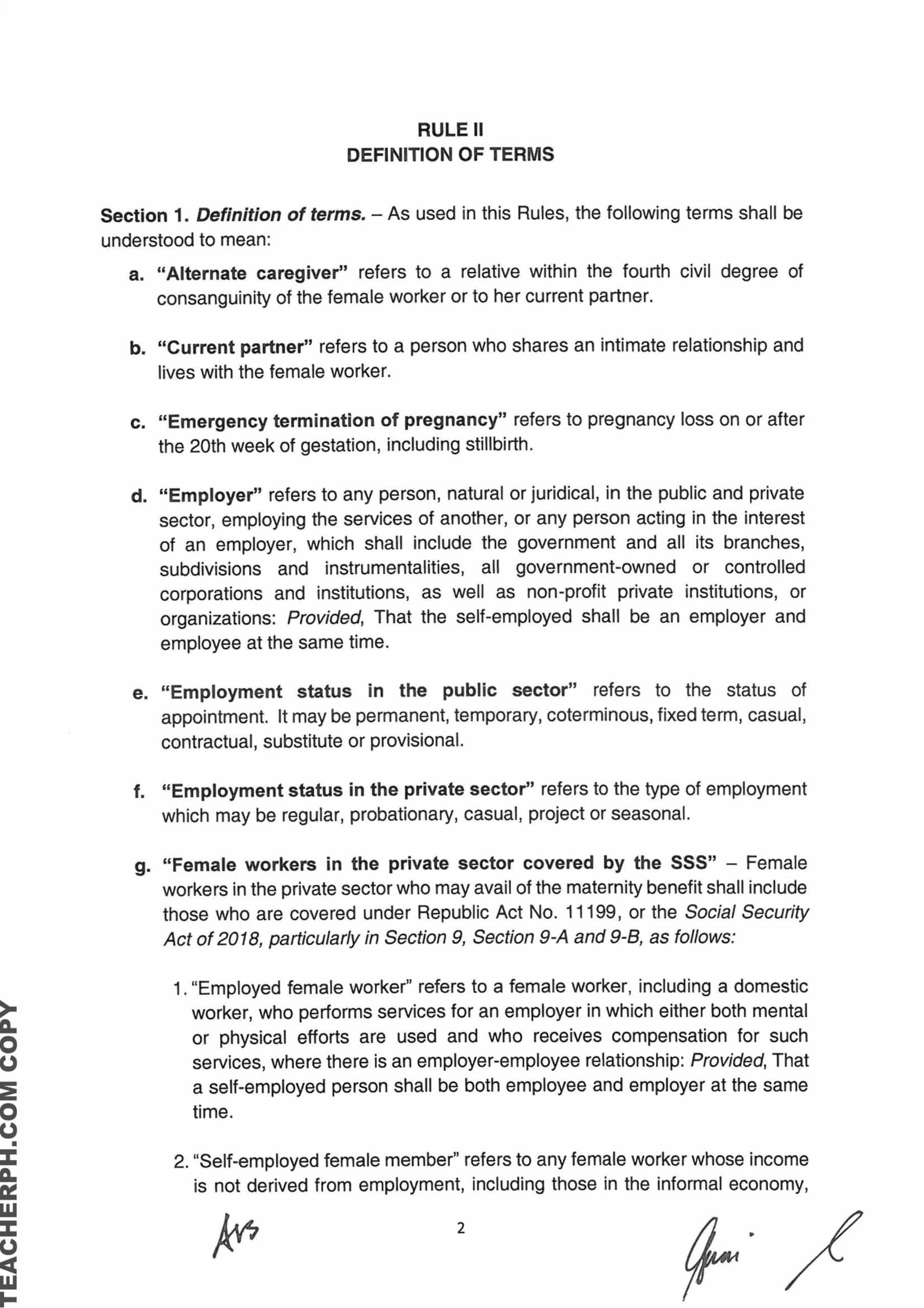 Implementing Rules and Regulations of the 105-Day Expanded Maternity ...