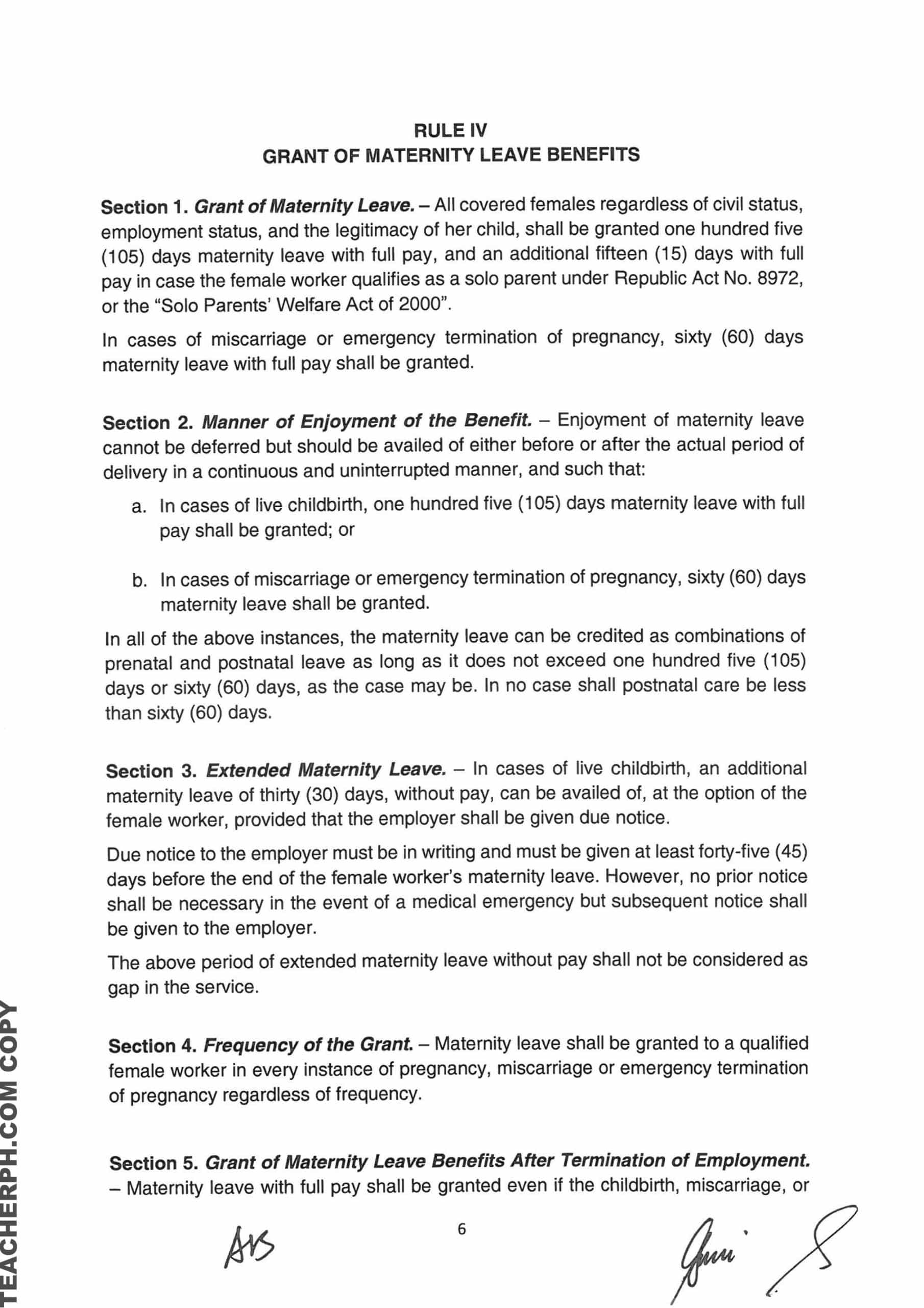 Implementing Rules and Regulations of the 105-Day Expanded Maternity ...