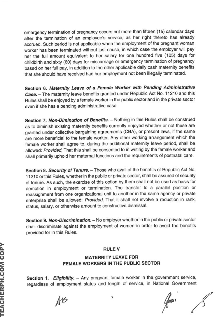 Implementing Rules and Regulations of the 105-Day Expanded Maternity ...