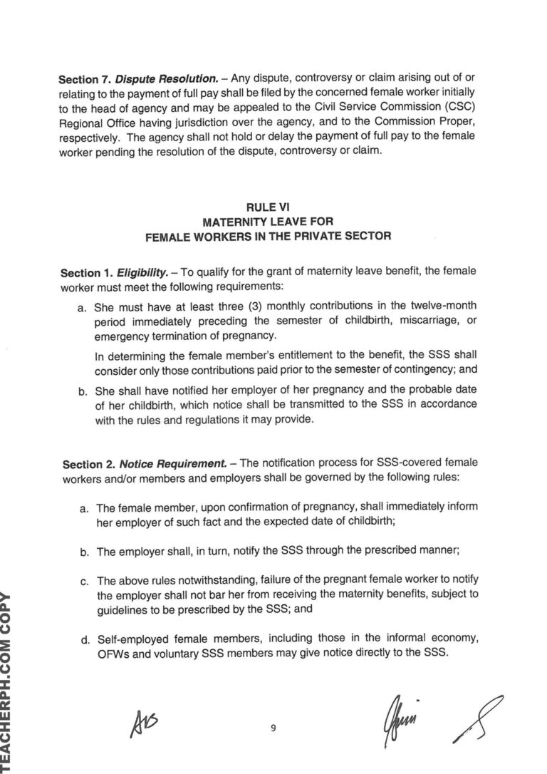Implementing Rules and Regulations of the 105-Day Expanded Maternity ...
