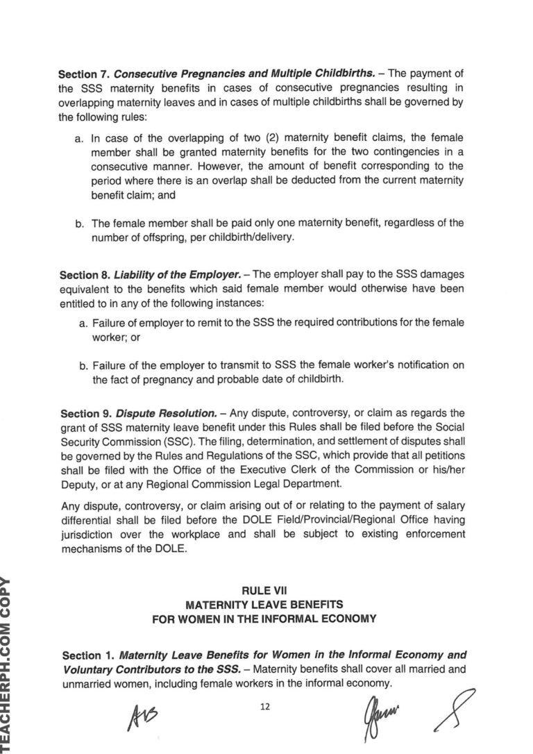 Implementing Rules and Regulations of the 105-Day Expanded Maternity ...
