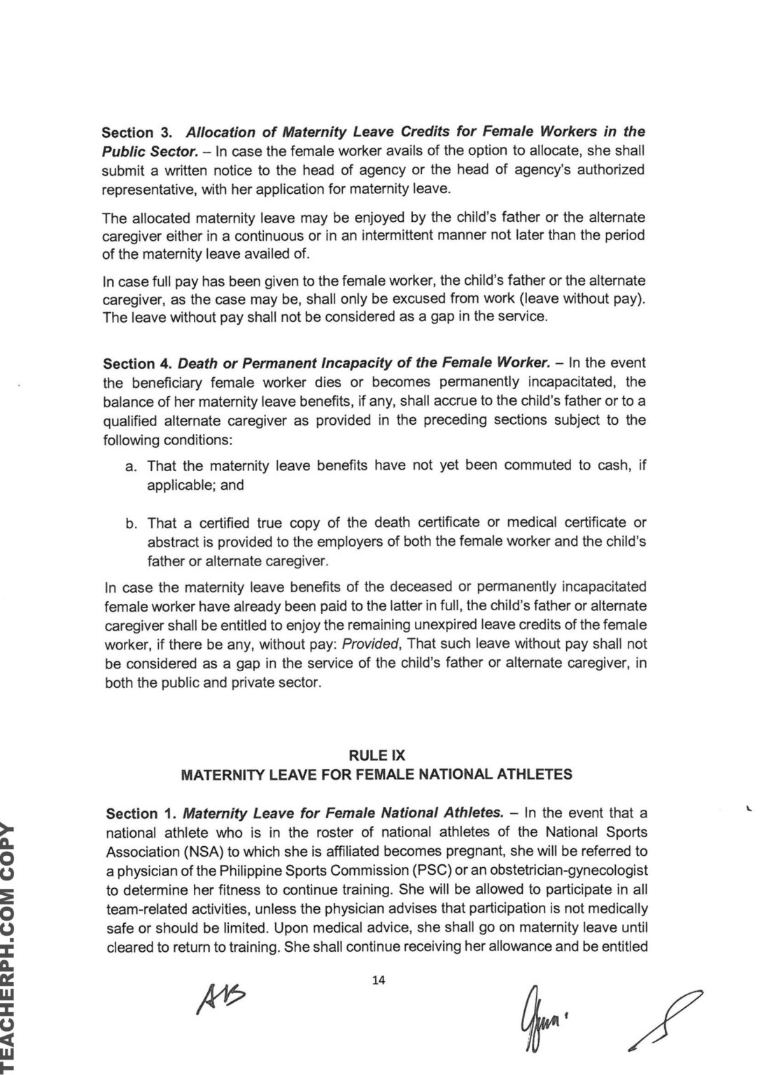 Implementing Rules and Regulations of the 105-Day Expanded Maternity ...