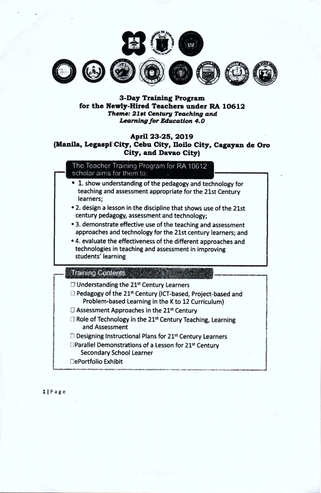 Training Program for Newly-hired Teachers (DOST Scholars under RA 10612 ...