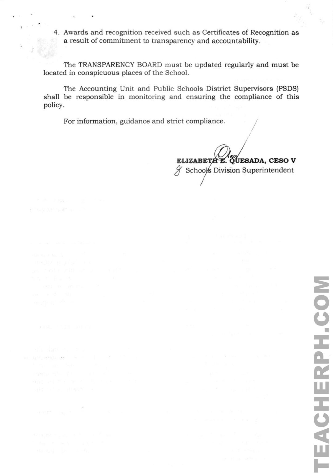 DepEd Guidelines on the Maintenance of Transparency Board for School ...