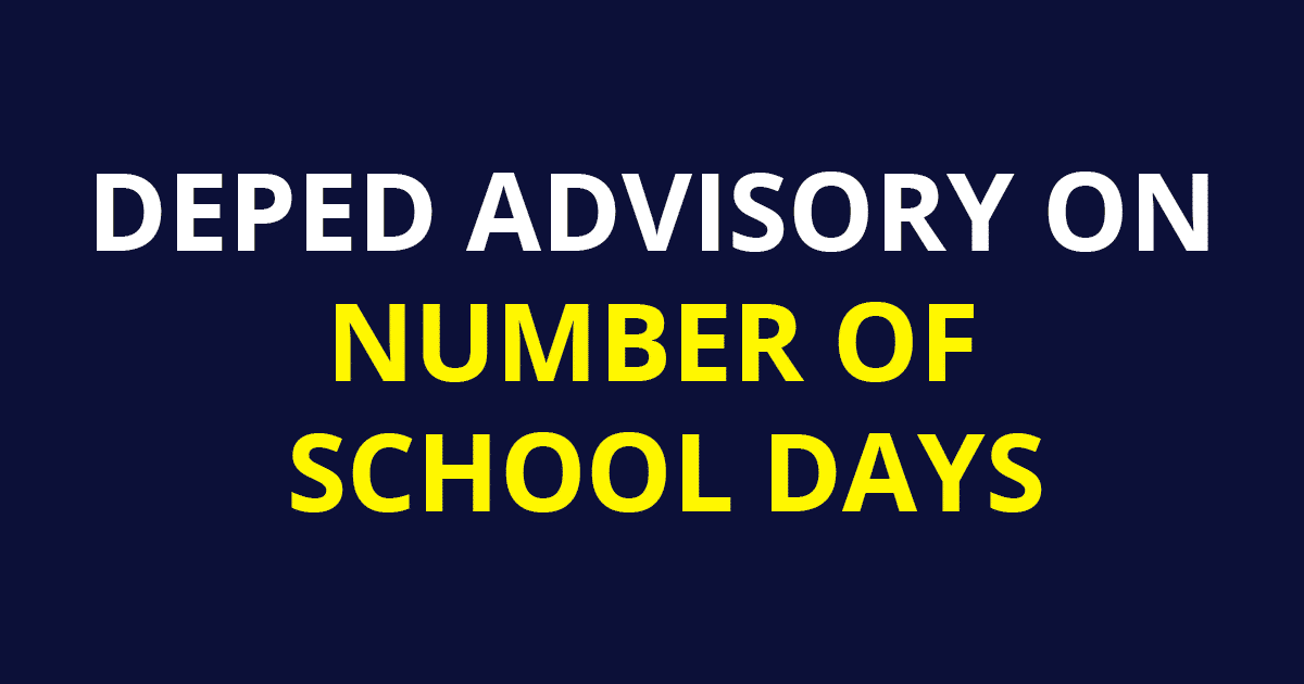 DepEd Advisory on Number of School Days for School Year 2019-2020 ...