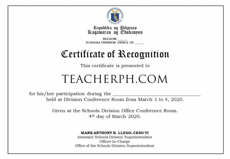 DepEd Standard Format and Templates for Certificates - TeacherPH