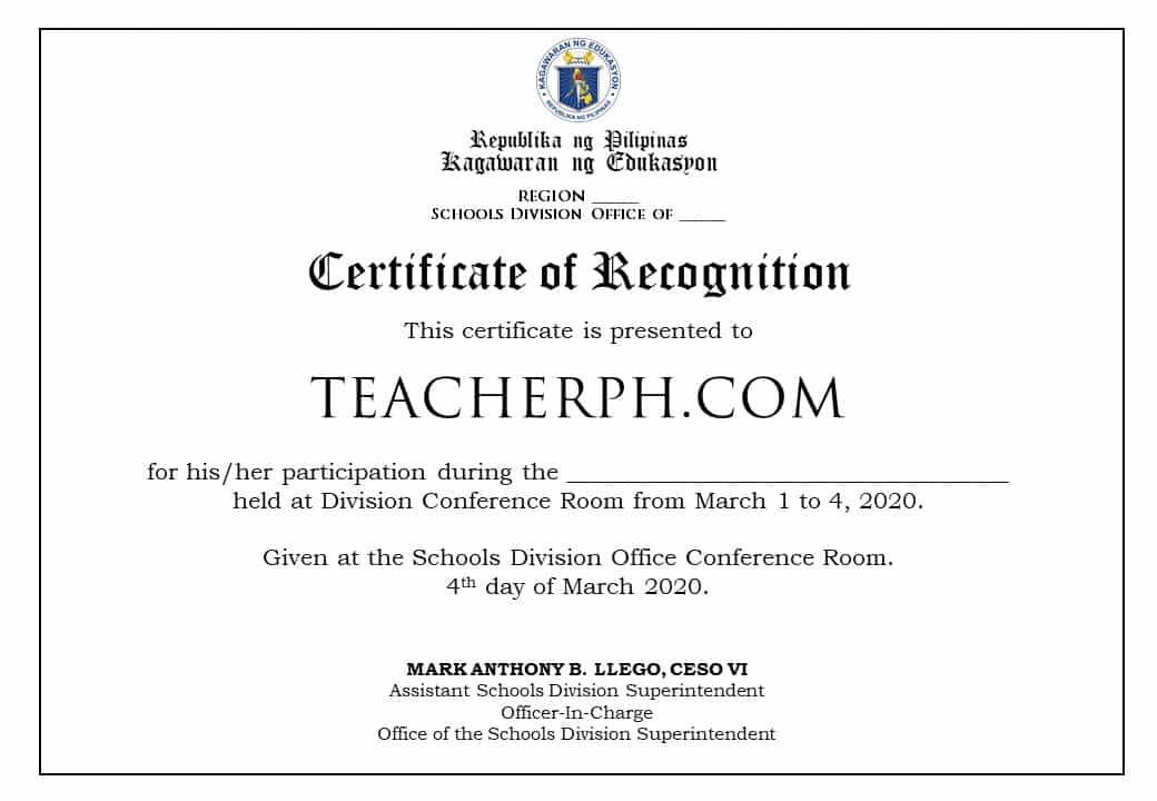DepEd Standard Format and Templates for Certificates - TeacherPH