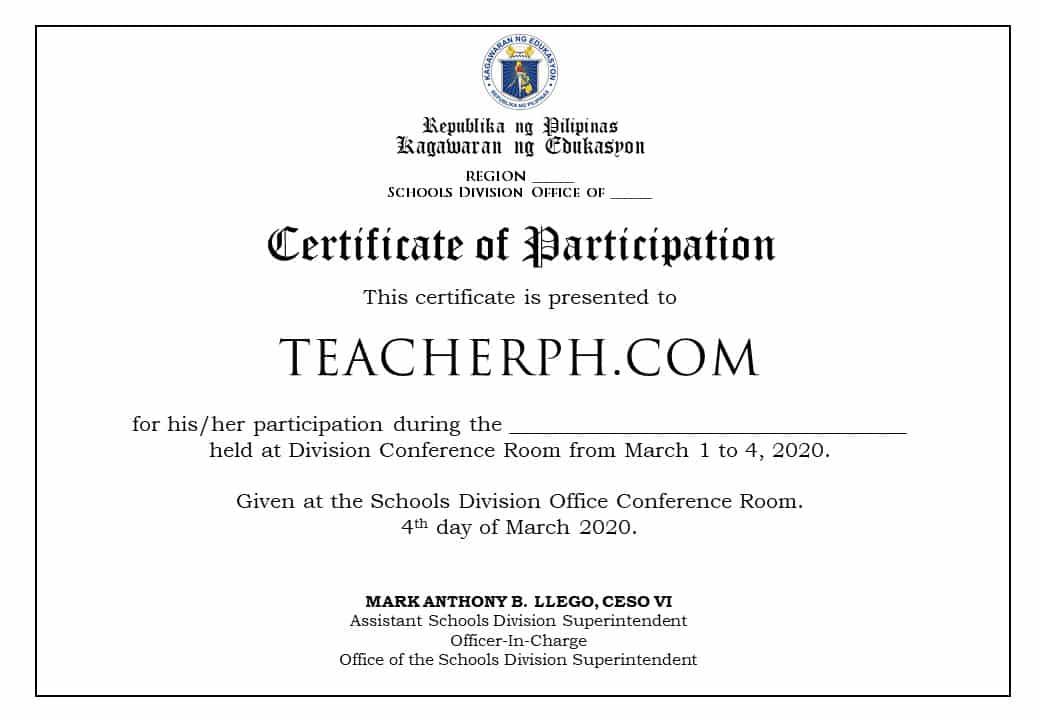 DepEd Standard Format and Templates for Certificates - TeacherPH