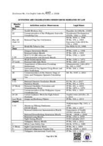 DepEd Monthly School Calendar of Activities For School Year 2020-2021 ...