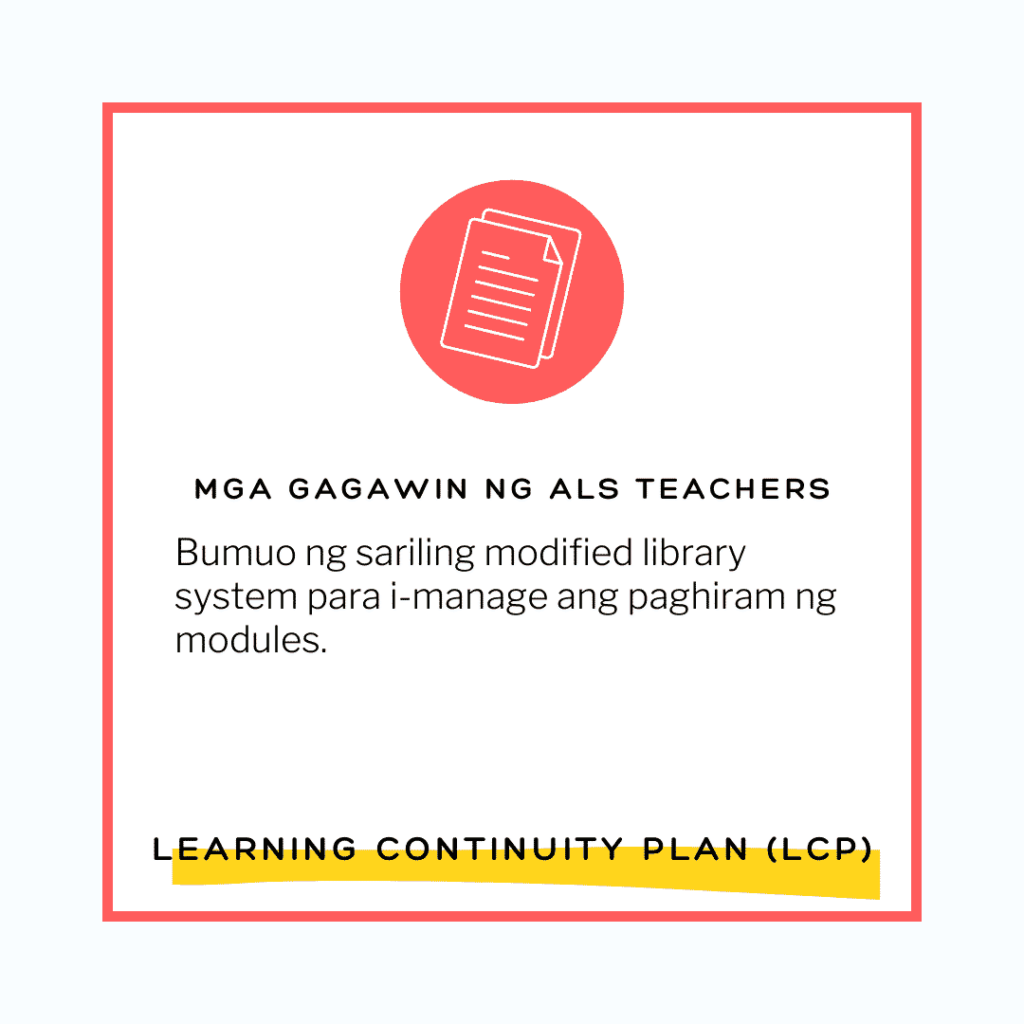 DepEd Learning Continuity Plan (LCP) for Alternative Learning System ...