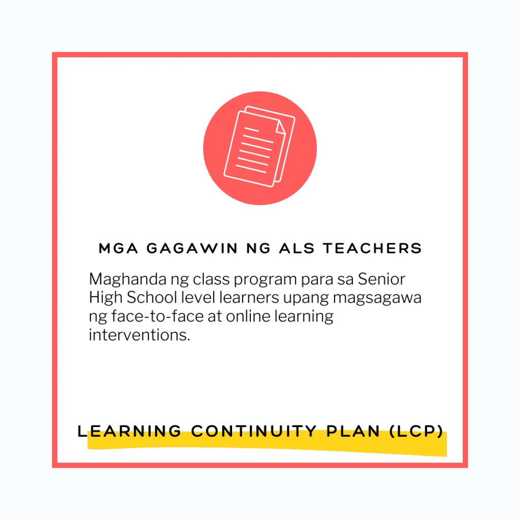 DepEd Learning Continuity Plan (LCP) for Alternative Learning System (ALS) - TeacherPH