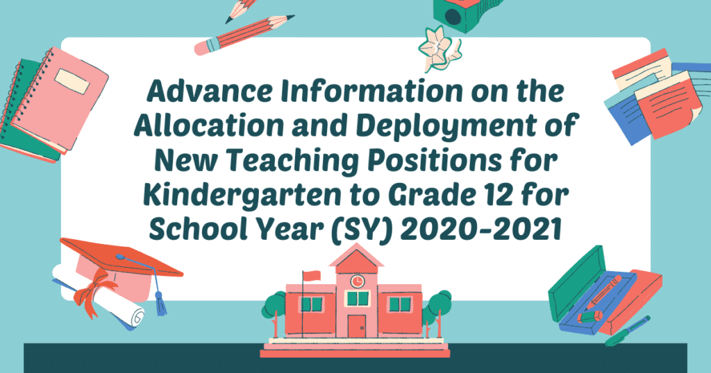 DepEd New Teaching Positions for Kindergarten to Grade 12 for SY 2020 ...