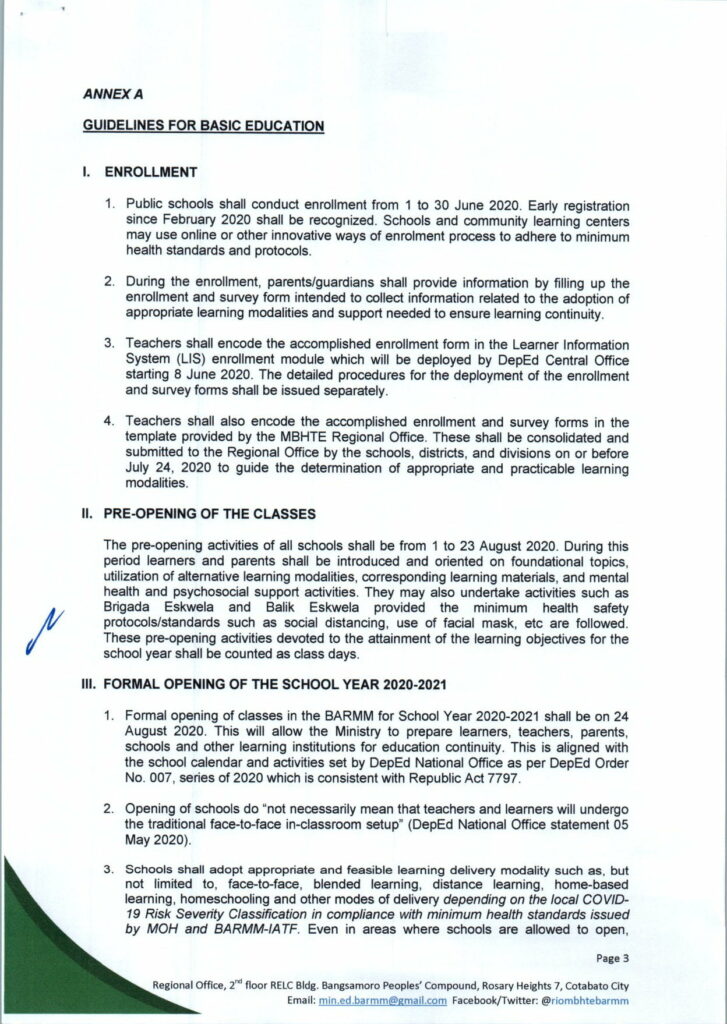 Ministry of Basic, Higher and Technical Education (MBHTE) Guidelines ...